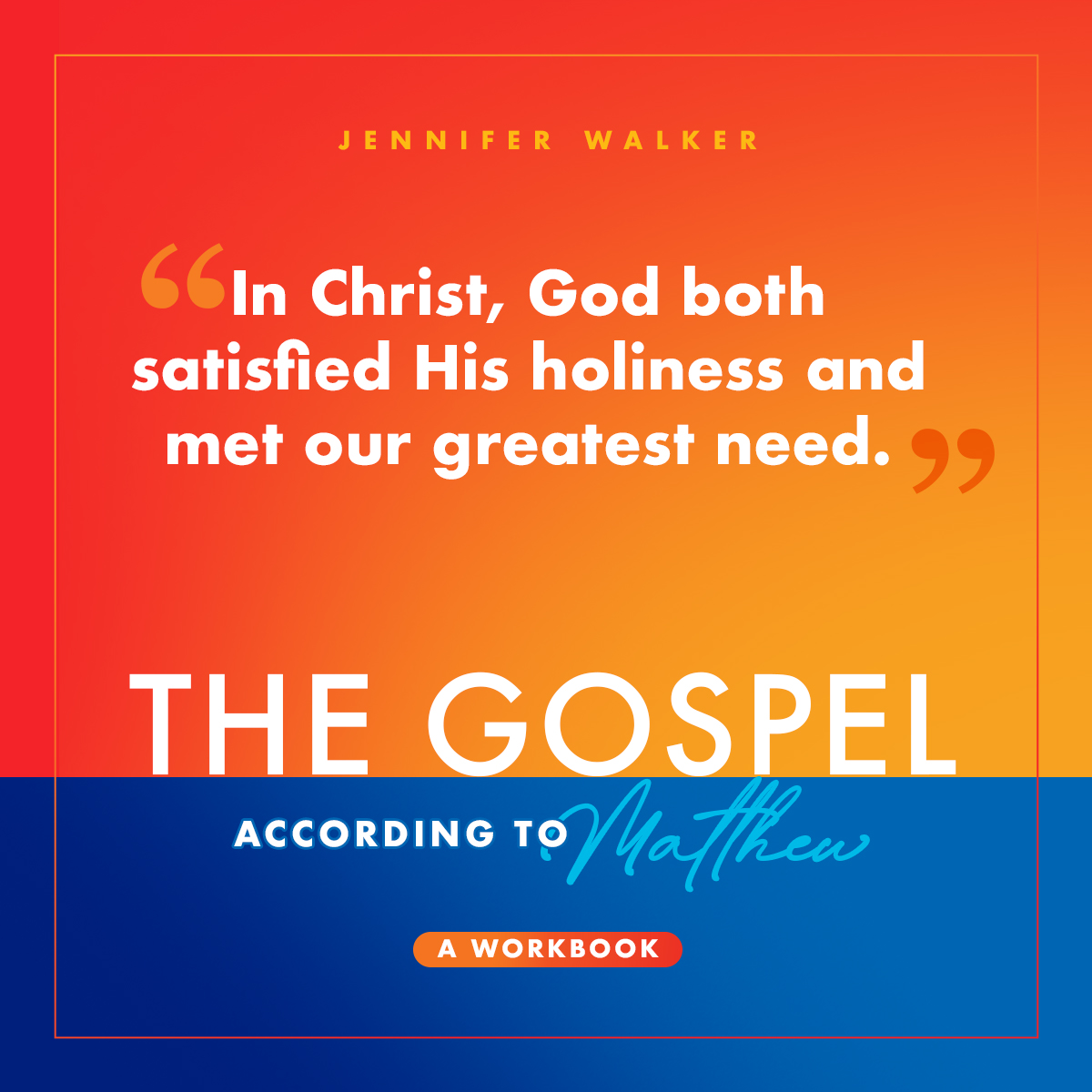 In Christ, God both satisfied His holiness and met our greatest need ...